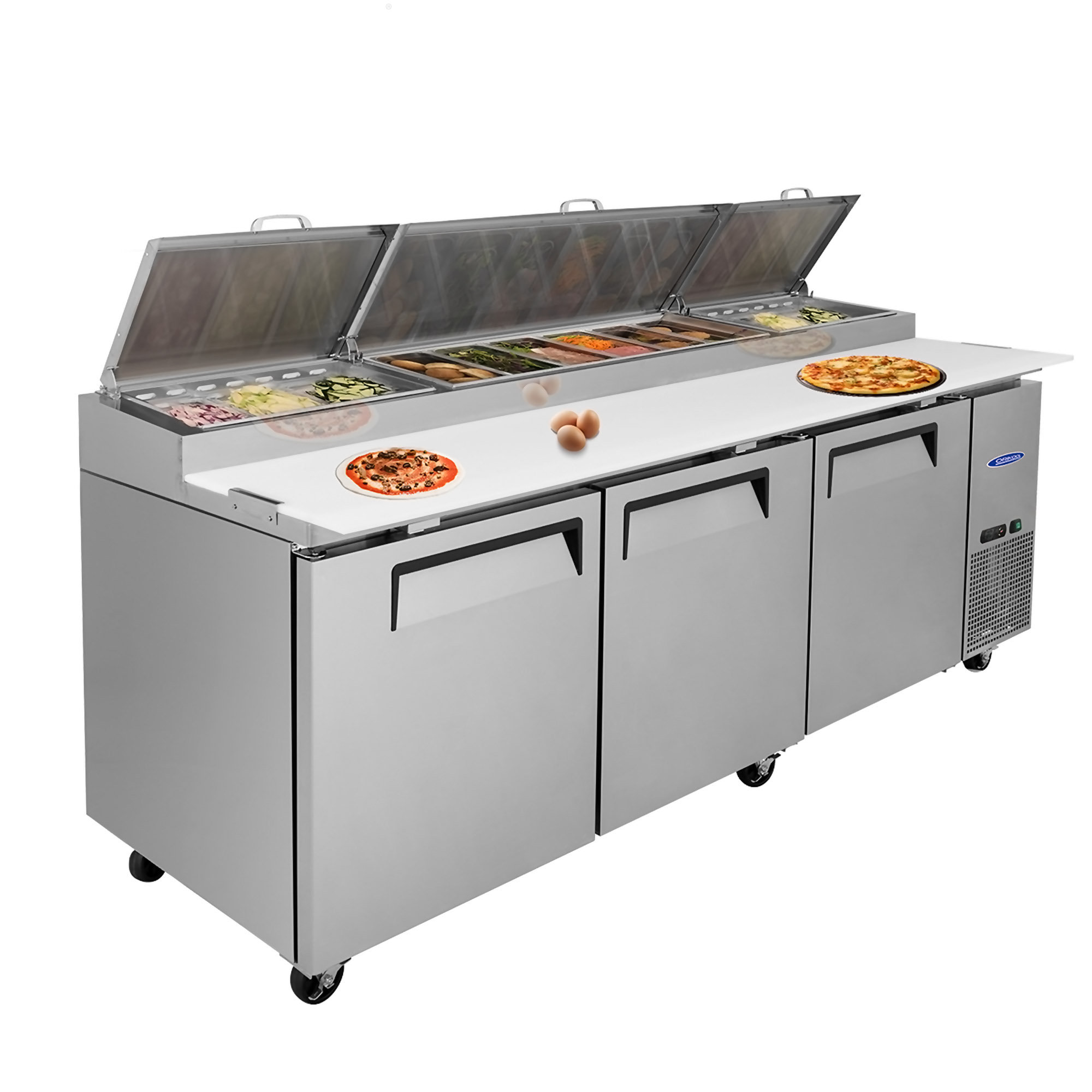 SHANRUGUOJI Commercial Pizza Prep Table With A Built-In Refrigerator ...