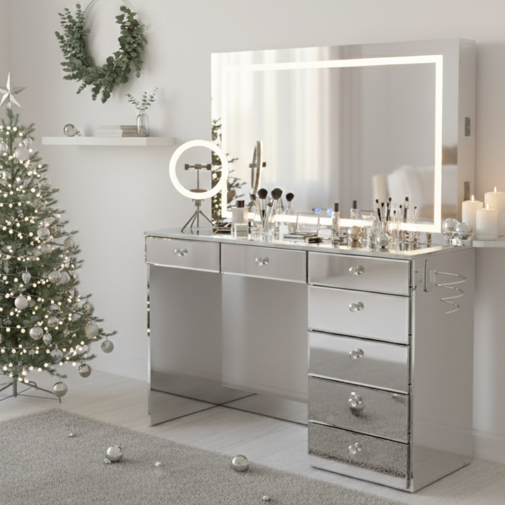Boahaus LLC Brielle Premium Makeup Vanity With Bluetooth Speakers And ...