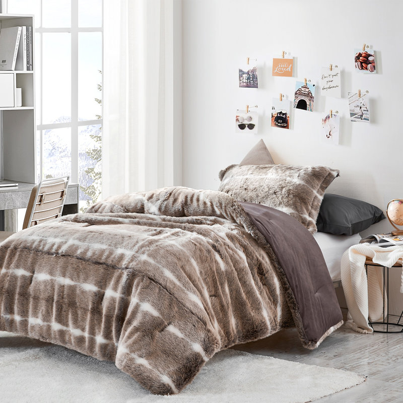 Coma Inducer Caribou Coat Faux Fur Oversized Comforter Set | Wayfair