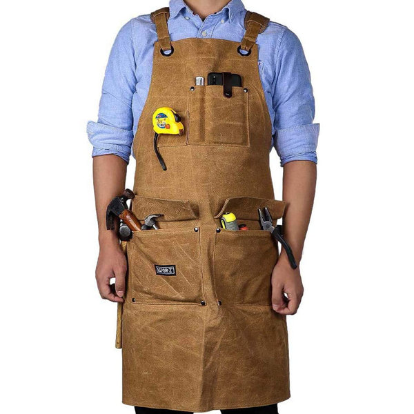 Belfry Kitchen Heavy Duty Waxed Canvas Tool Apron For Carpenter ...