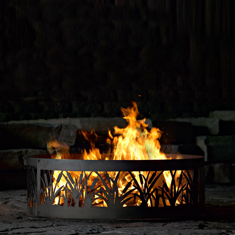 Millwood Pines Jefferies Cattail Steel Wood Burning Fire Ring & Reviews ...