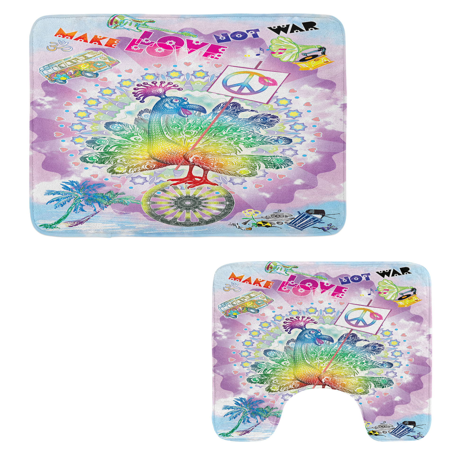 East Urban Home Hippie Bathroom Rug Set 2 Pieces Rectangle & Contour ...