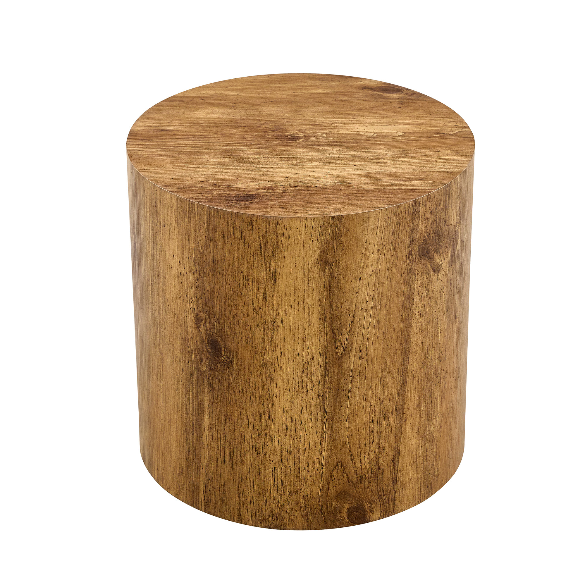 Ebern Designs Snedicor Faux Wood Cylindrical Side Table | Wayfair