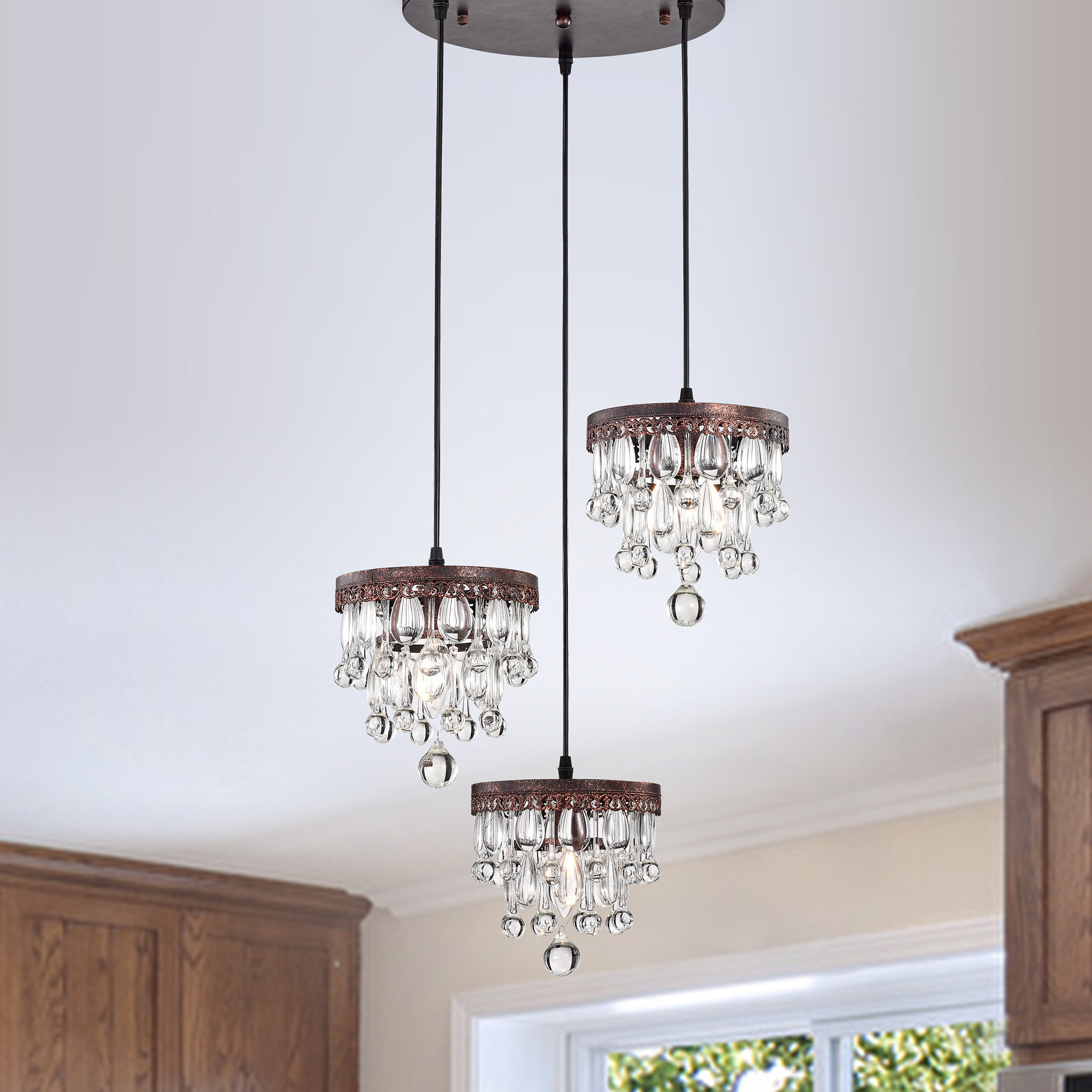 House of Hampton® Brucker 3 - Light Cluster Tiered Pendant | Wayfair