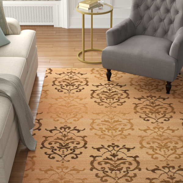Astoria Grand Rosanna Damask Ivory/Brown/Tan Area Rug & Reviews | Wayfair