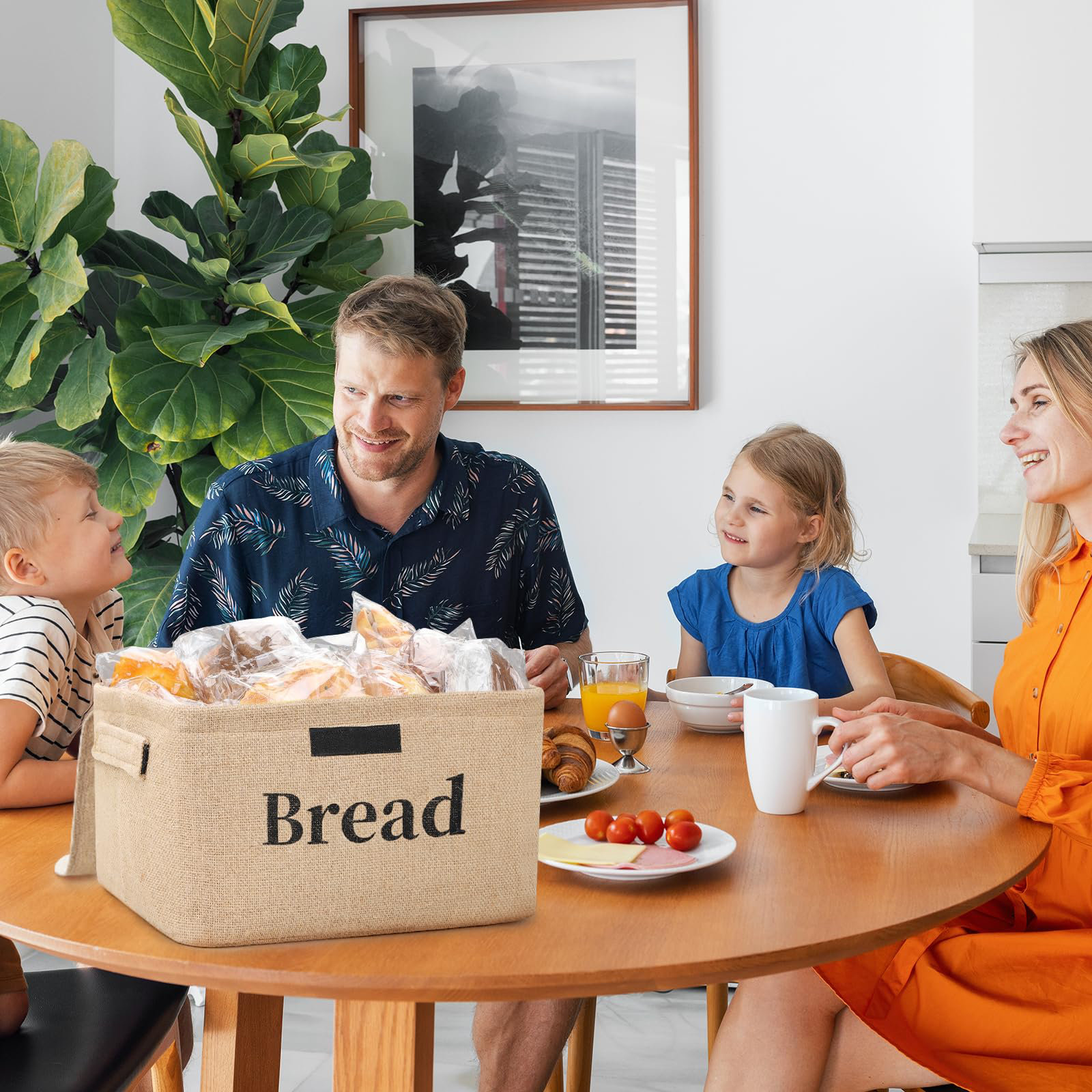 Gracie Oaks Bread Storage Basket Bread Box With Lid, Burlap Storage ...