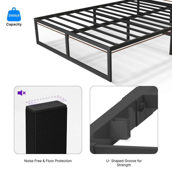 Nap Queen NapQueen Alpha New Metal Platform Bed Frame, Mattress ...