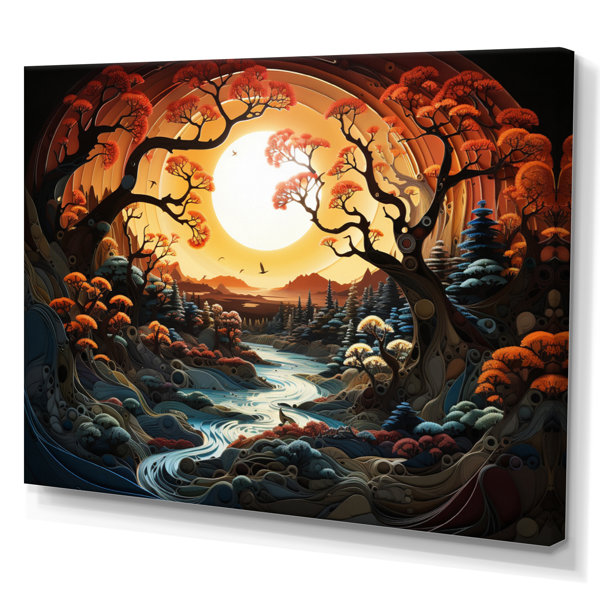 Red Barrel Studio® " Sunrise Eternal Renewal Papercut " on Canvas ...