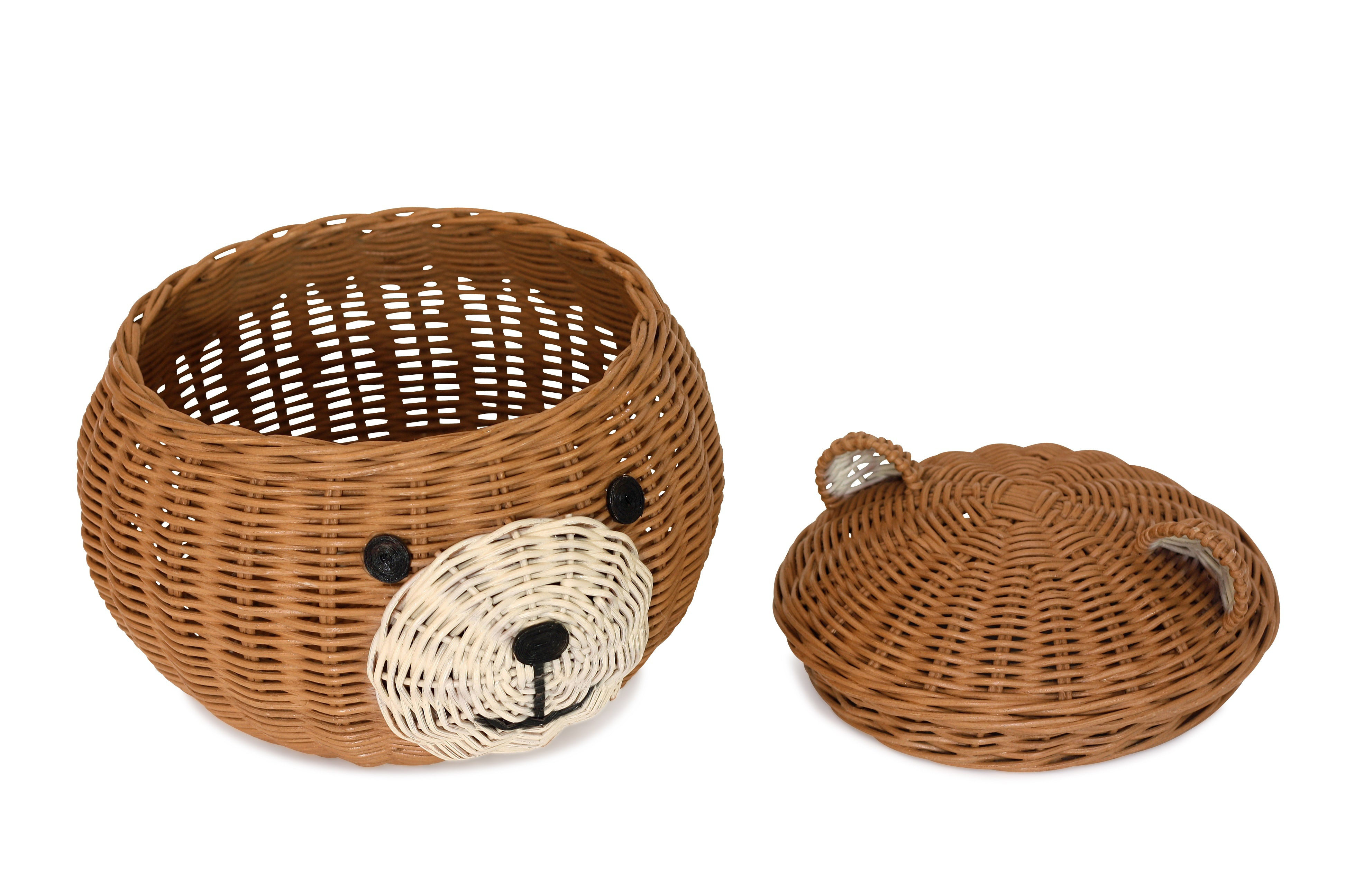 Bayou Breeze Anuradha Bear Head Rattan Storage Basket With Lid ...