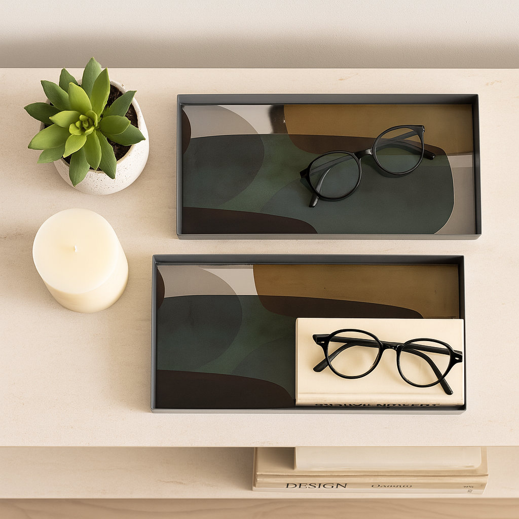 Orren Ellis Shivom Display Trays Metal Steel Glass Modern Design 20 ...