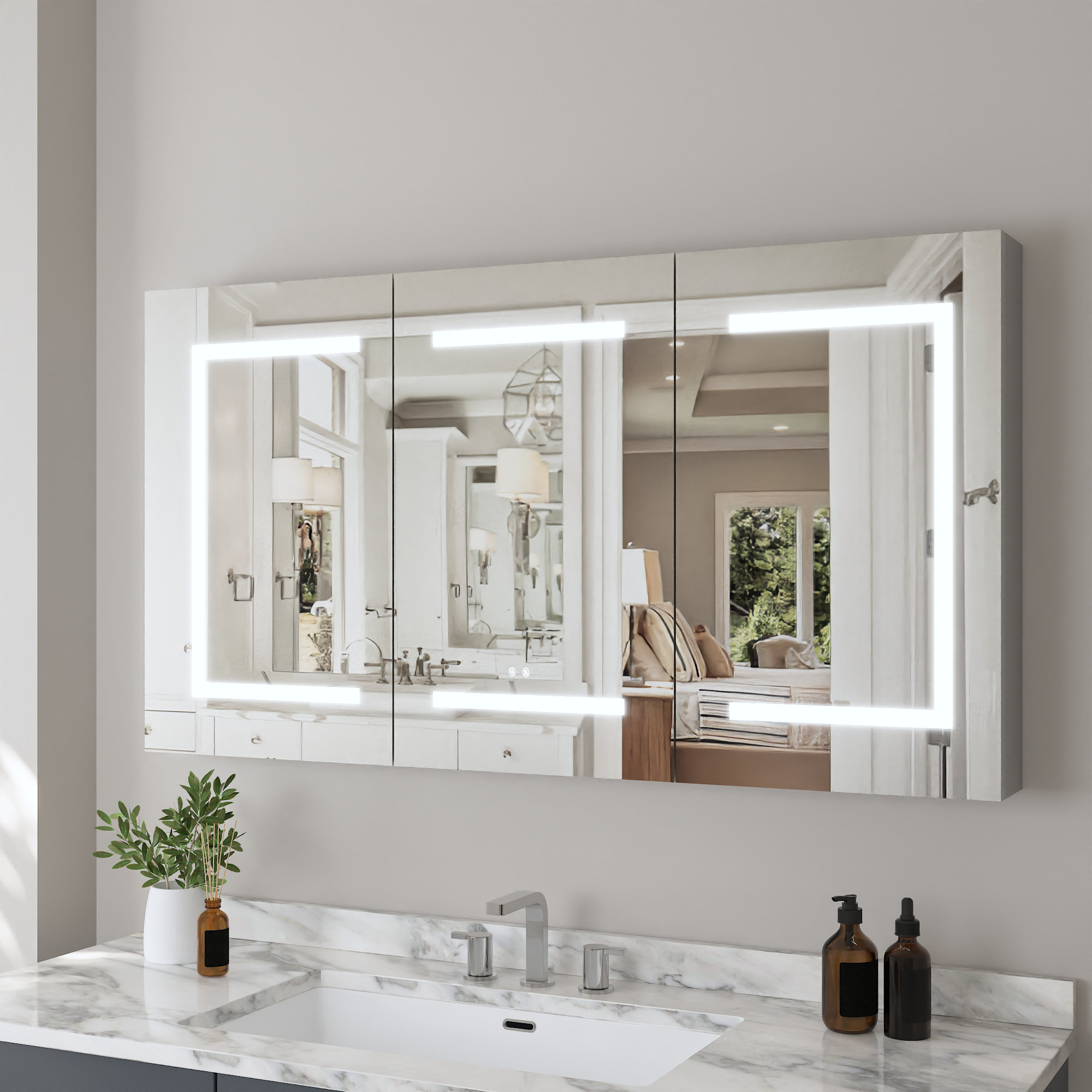 Deervalley DV-1MC0380 Smart LED Mirror Cabinet With Tri-Color Lighting ...