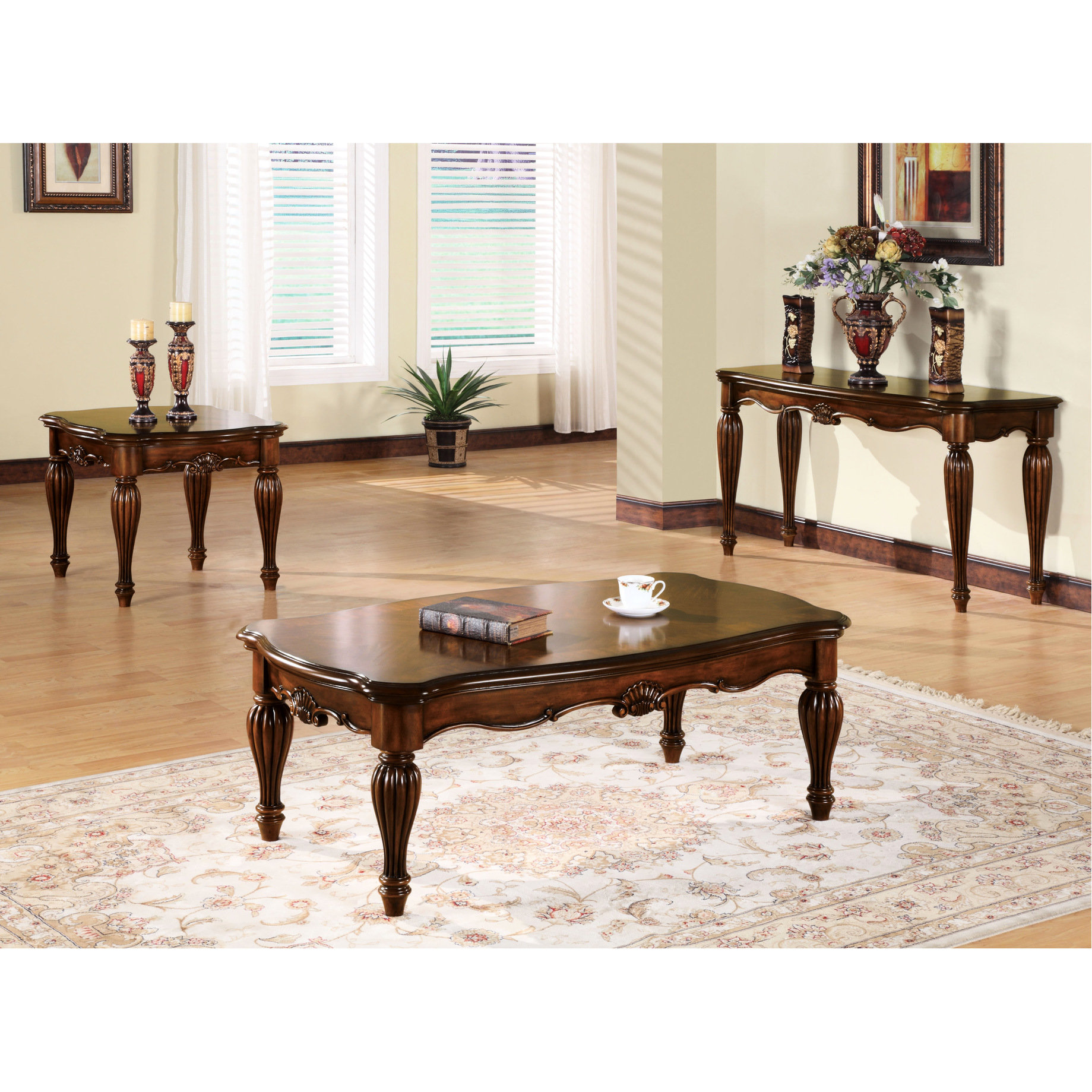 Banior Rich Finish Cherry Table For Primary Living Space With Elegant ...