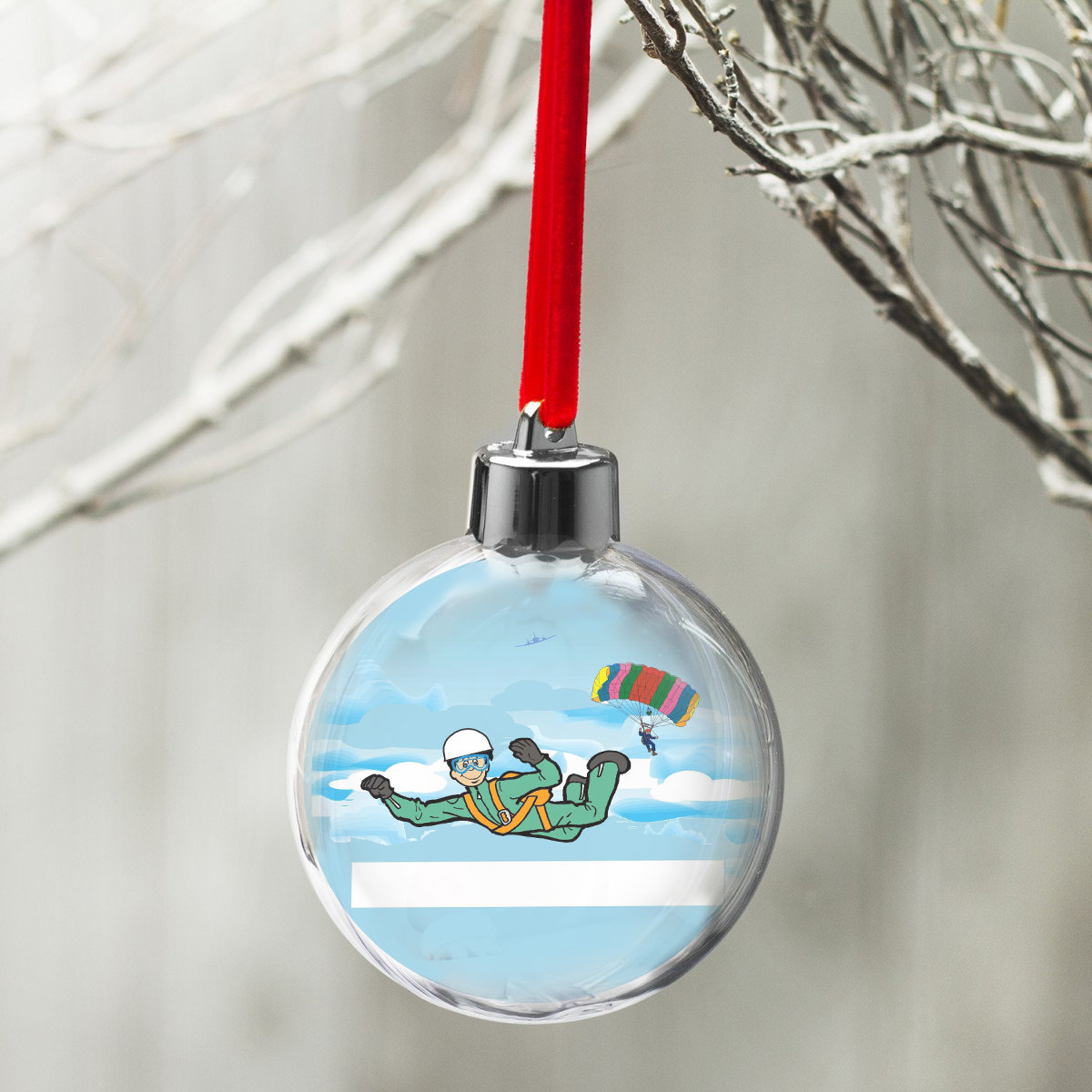 Printed Perfection Personalized Skydiving Male Christmas Bulb Ornament ...
