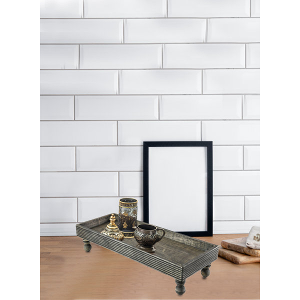 August Grove® Rustic Dark Wood Tray With Legs - 5" X 21" - Versatile ...