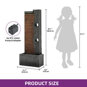Wrought Studio™ 39"H Extra-Large Waterfall Resin Outdoor Fountain with ...
