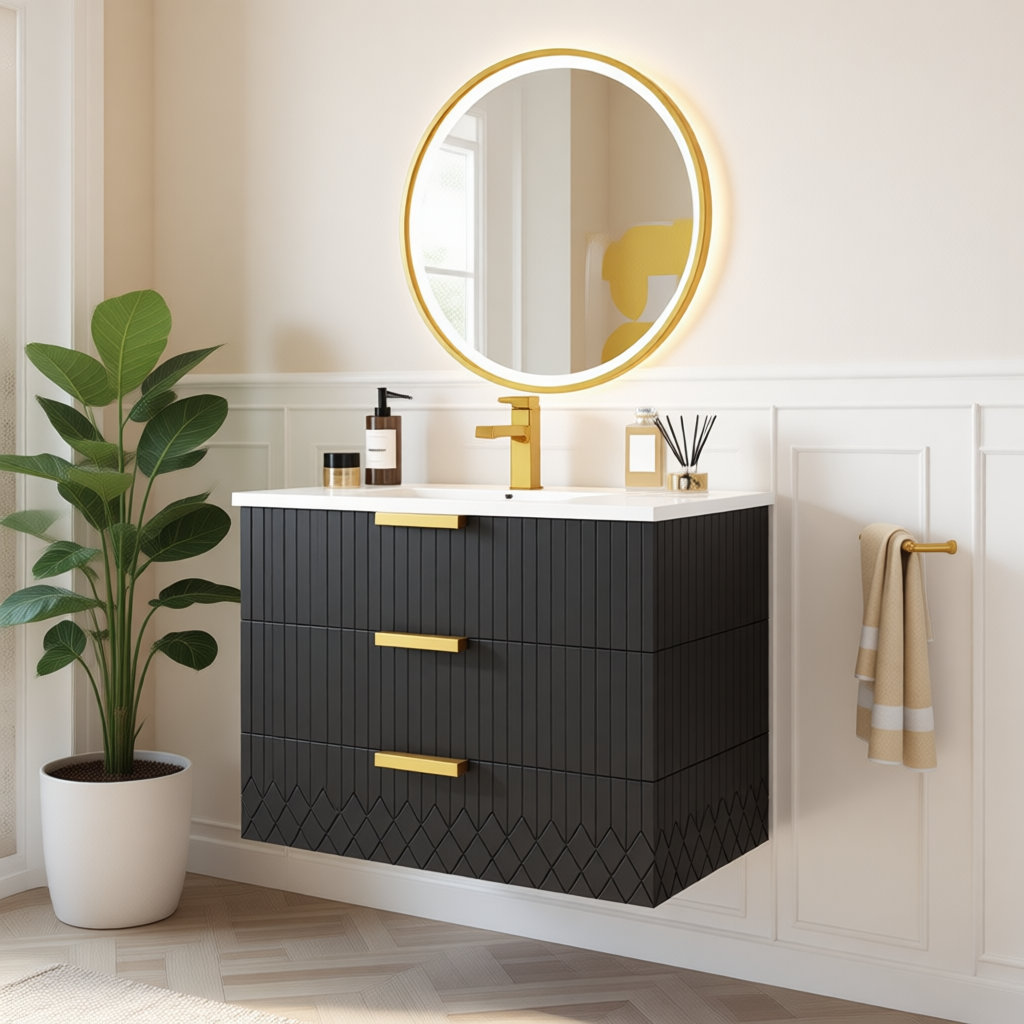 Wrought Studio™ 24" Wall Mounted Floating Bathroom Vanity with Ceramic ...