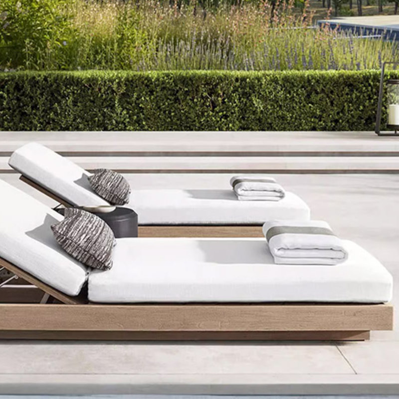 Elegance Furnishings Outdoor Pool Loungers Solid Wood Hotel Villa ...