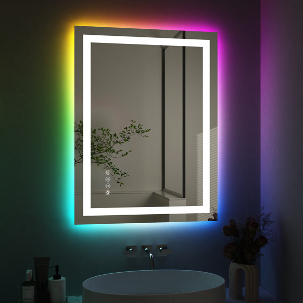 Wrought Studio Gavy Rectangle Framed RGB Dimmable LED Bathroom / Vanity ...