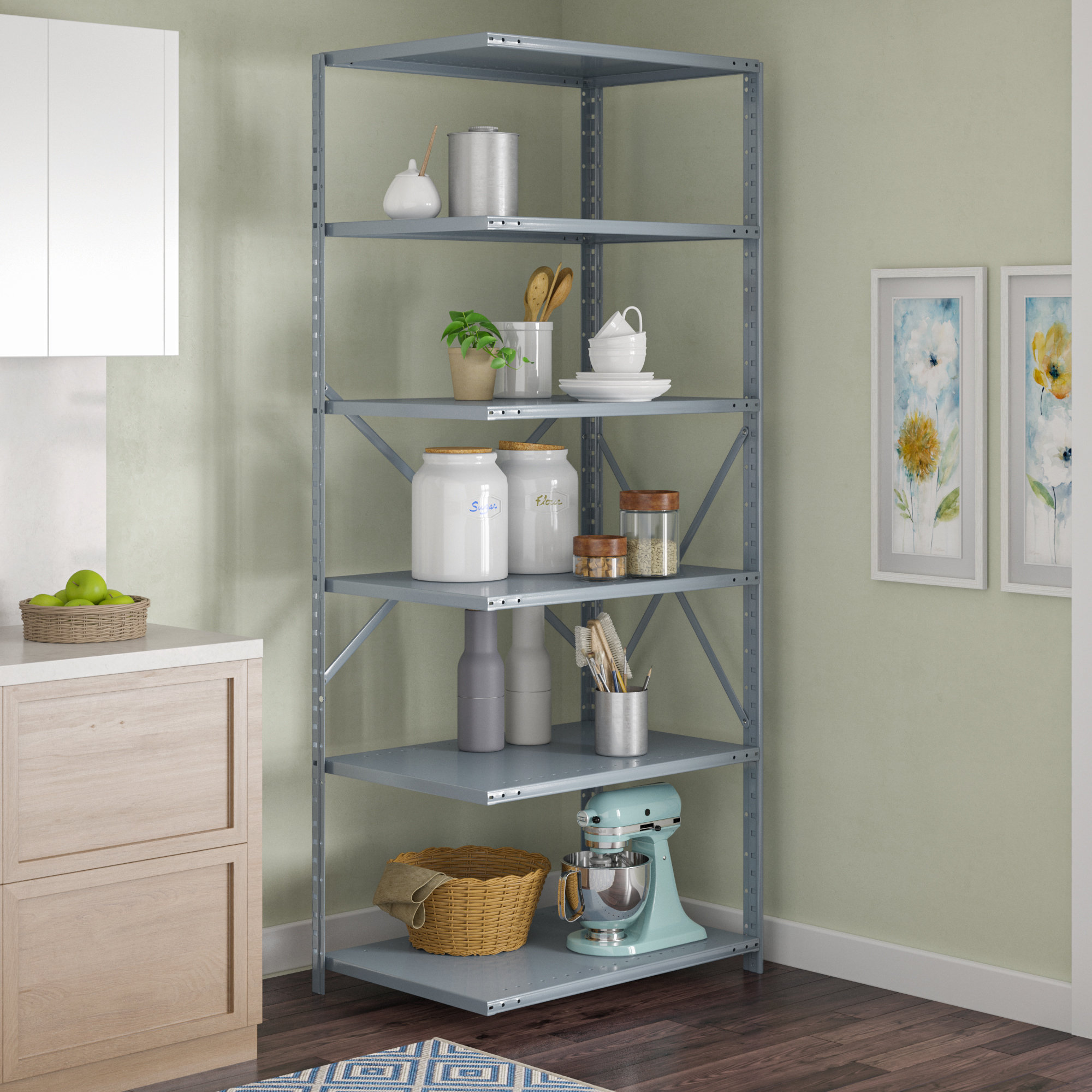 Hallowell Hi-Tech Extra Heavy-Duty Open Type 5 Shelf Shelving Unit Add ...