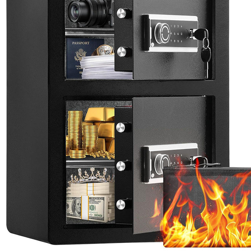 DEBLIT Double Doors 3.5 cu.ft Safe Box with Key Lock & Password, Key ...
