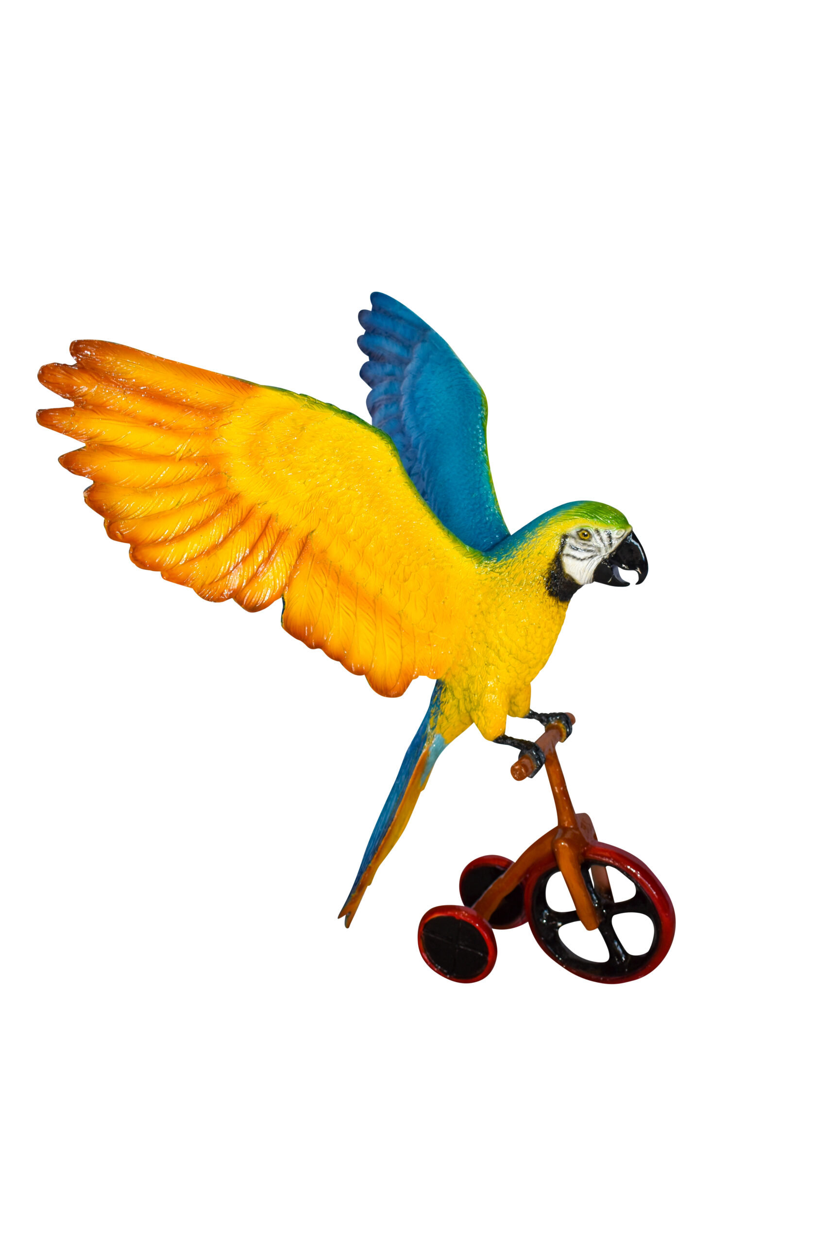 Trinx Colourful Parrot Riding A Tricycle Bronze Statue Size: 17" X 11 ...