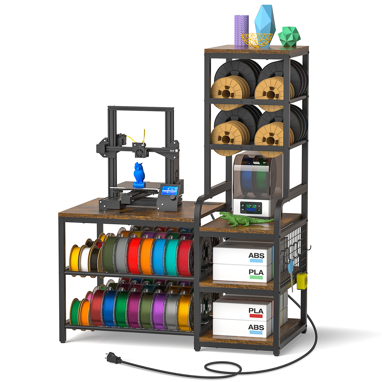 17 Stories 3D Printer Table With Filament Storage Rack, Heavy Duty ...