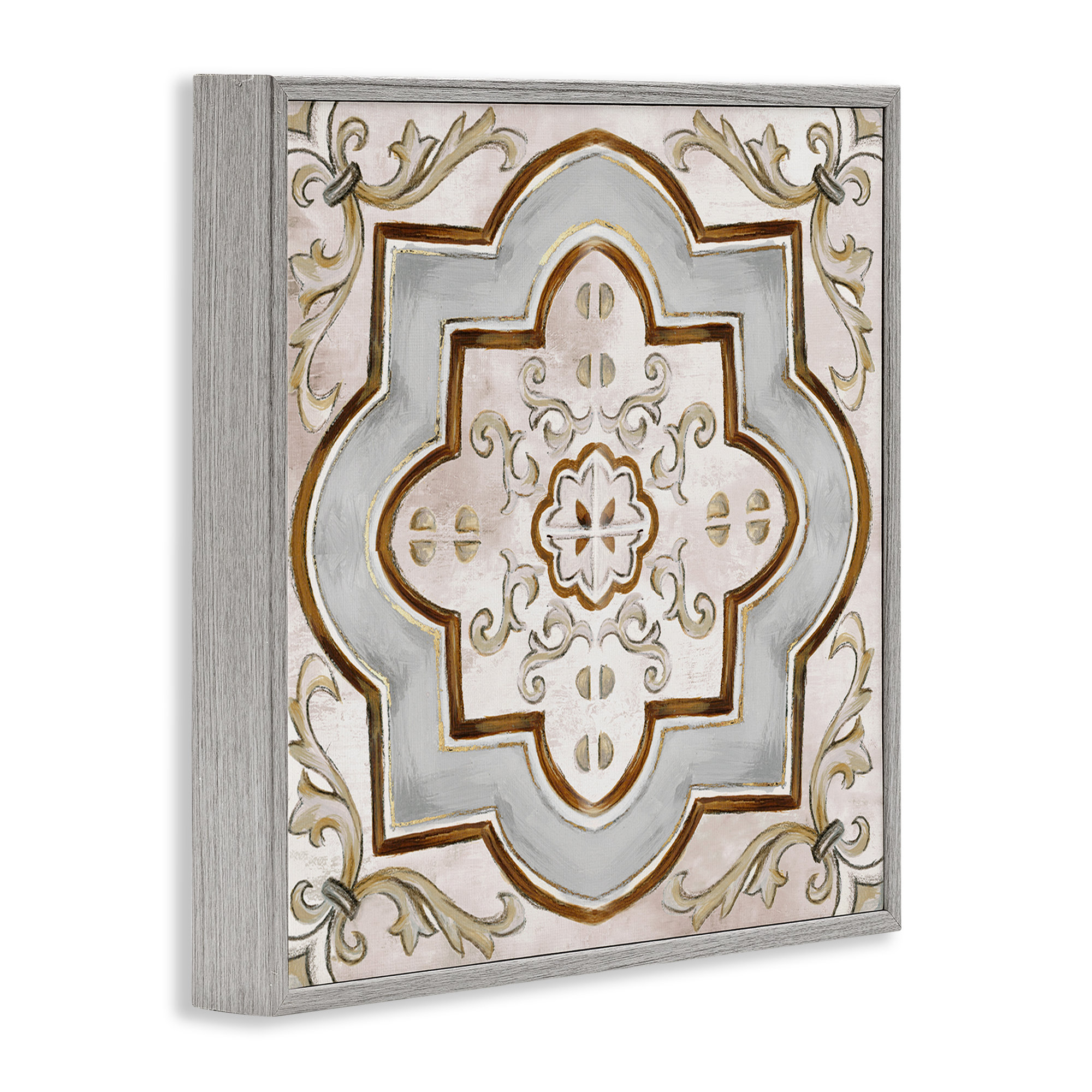 Winston Porter Traditional Symmetrical Tile Gray Framed Giclee Art by ...