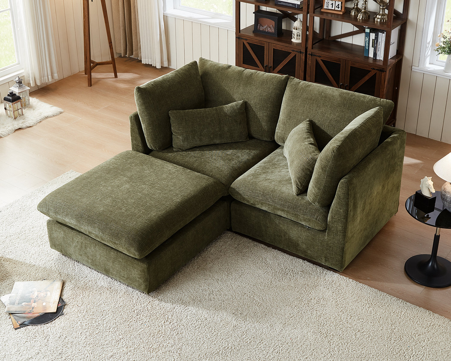 Ebern Designs Oversized Chenille Modular Sofa Extra Deep Cloud Corduroy ...