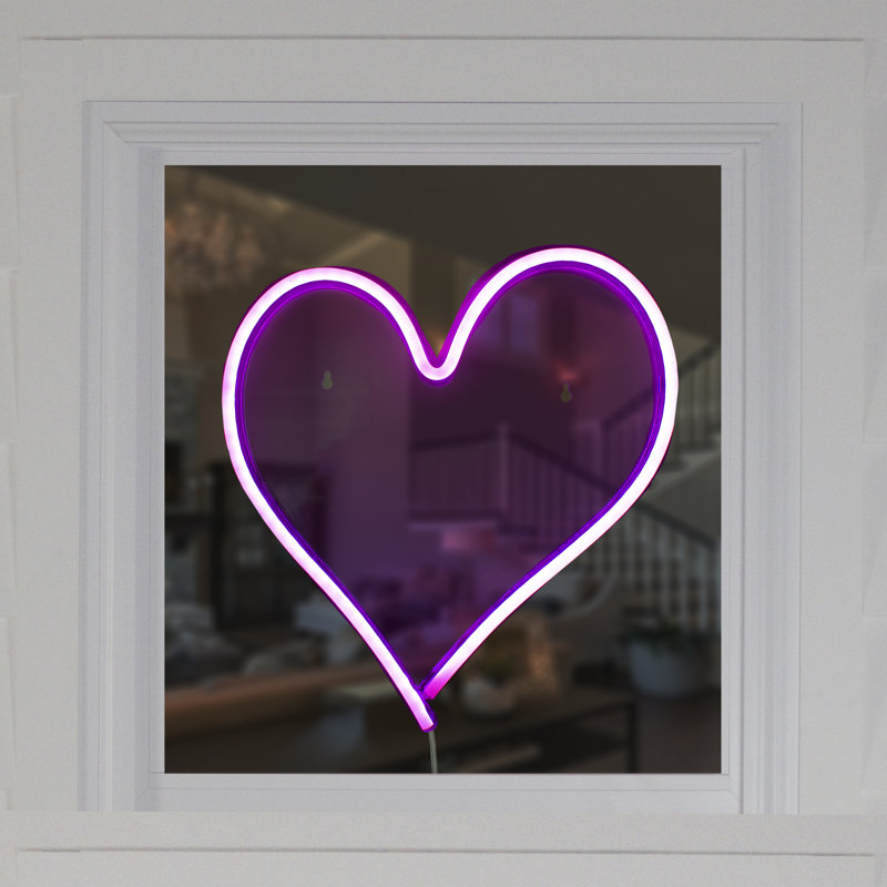 Northlight Seasonal 13.5" Pink Heart LED Neon Style Valentine's Day ...