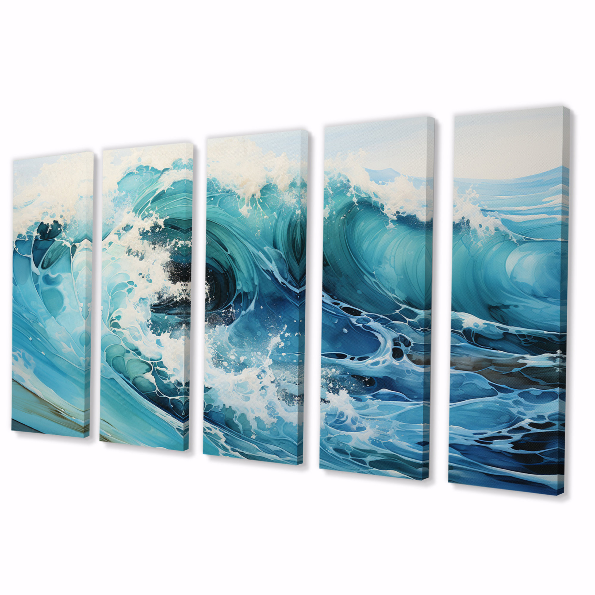 Design Art Oceanic Collage II - Abstract Collages Canvas Wall Art - 5 ...