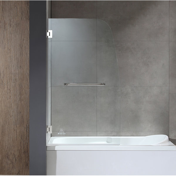 ANZZI Vensea 31.5" W x 58" H Hinged Frameless Tub Door with Tsunami ...