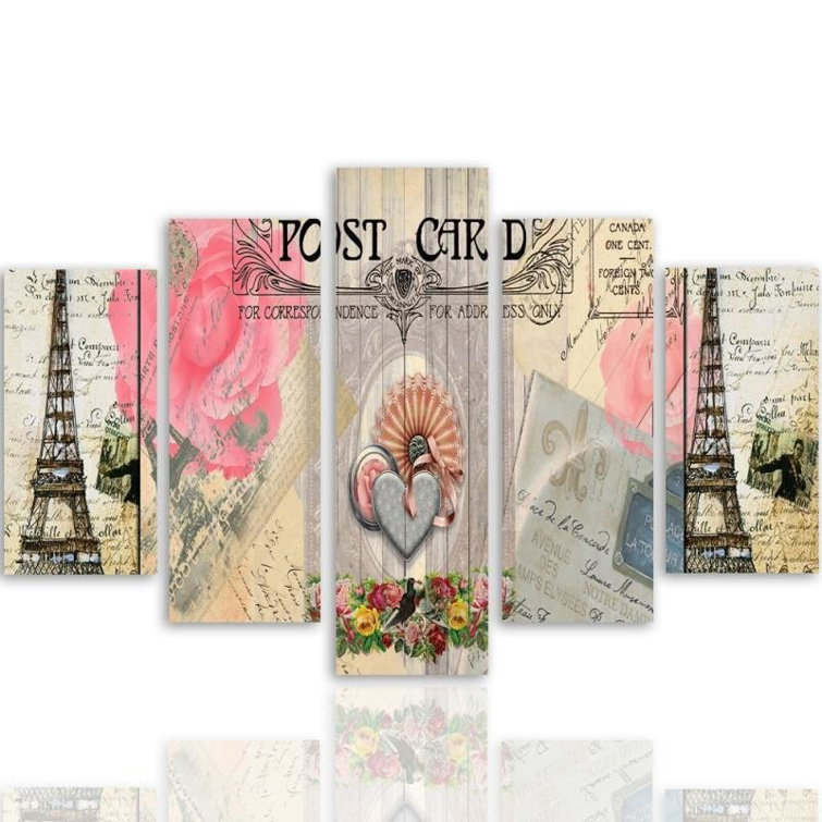 Brayden Studio Postcard From Paris - 5 Piece Wrapped Canvas Print ...