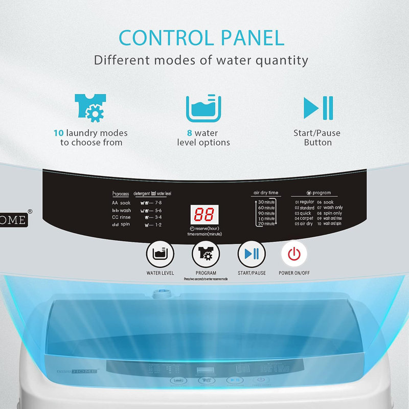 VIVOHOME 2 in 1 Portable Compact Full Automatic Washing Machine ...