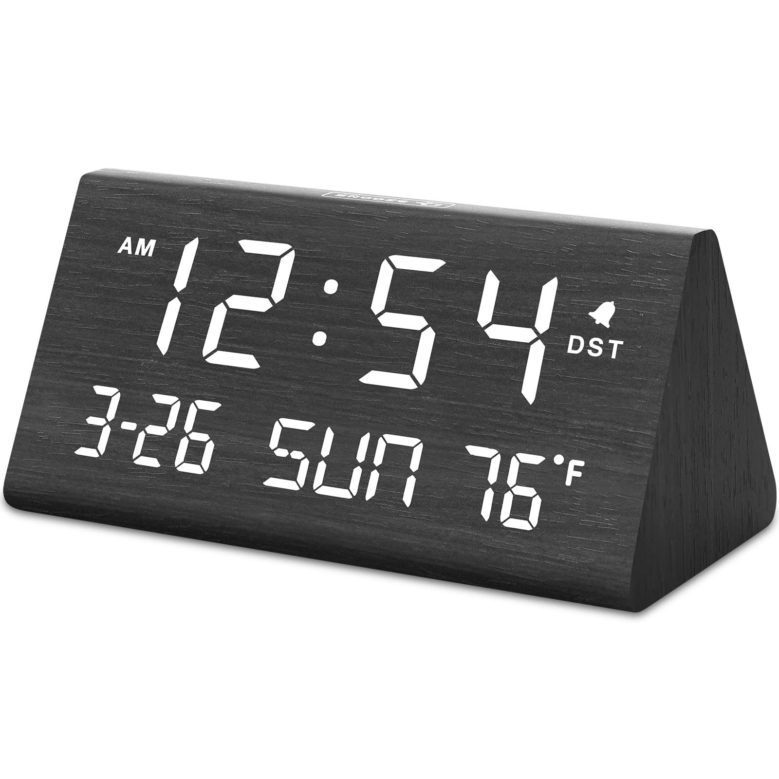 Brayden Studio® Bedroom Digital Alarm Clock - Wooden Desk Clock With ...