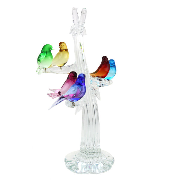 Murano Art Collection Murano Glass Tree with 6 Birds | Wayfair