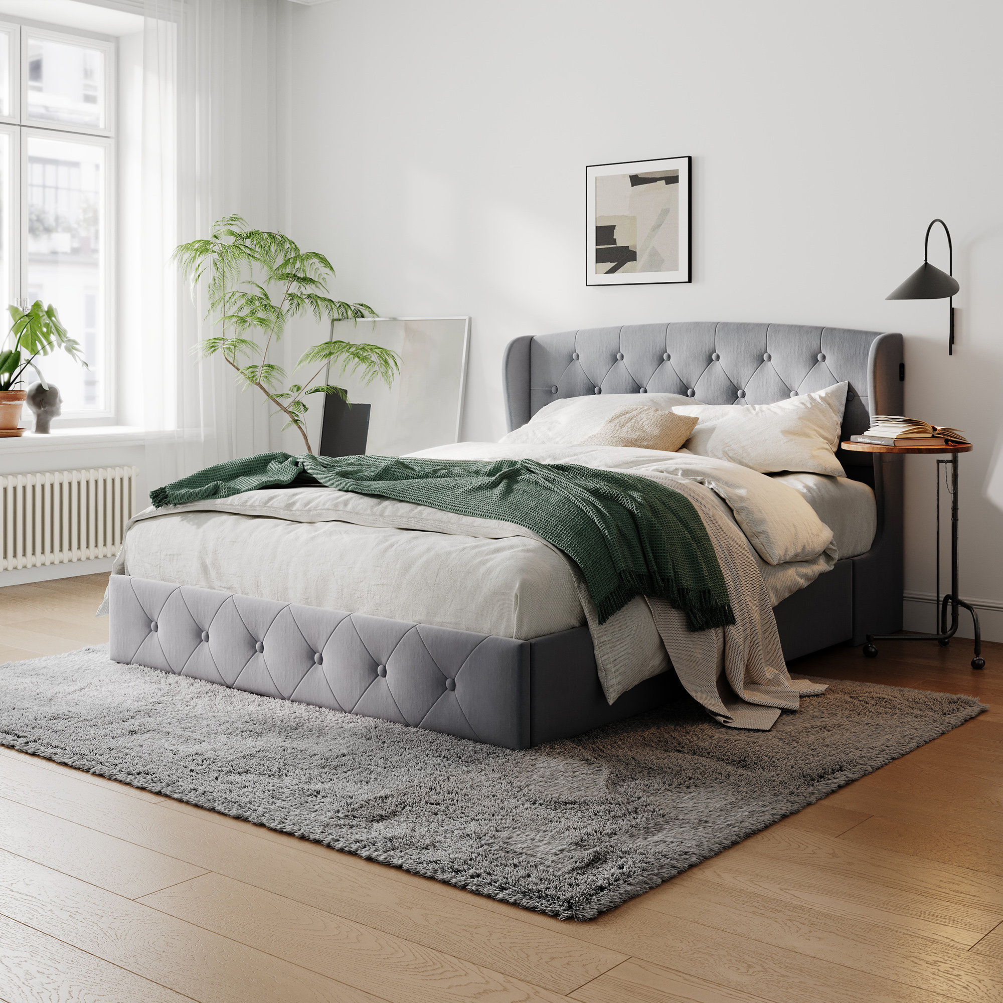 Lark Manor™ Amorita Upholstered Wingback Storage Bed & Reviews | Wayfair