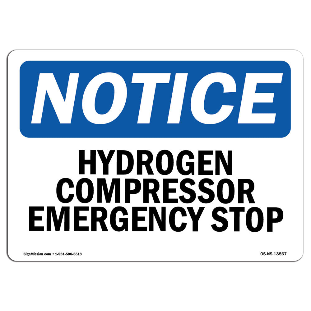 SignMission Hydrogen Compressor Emergency Stop Aluminum Sign 18 x 24 ...