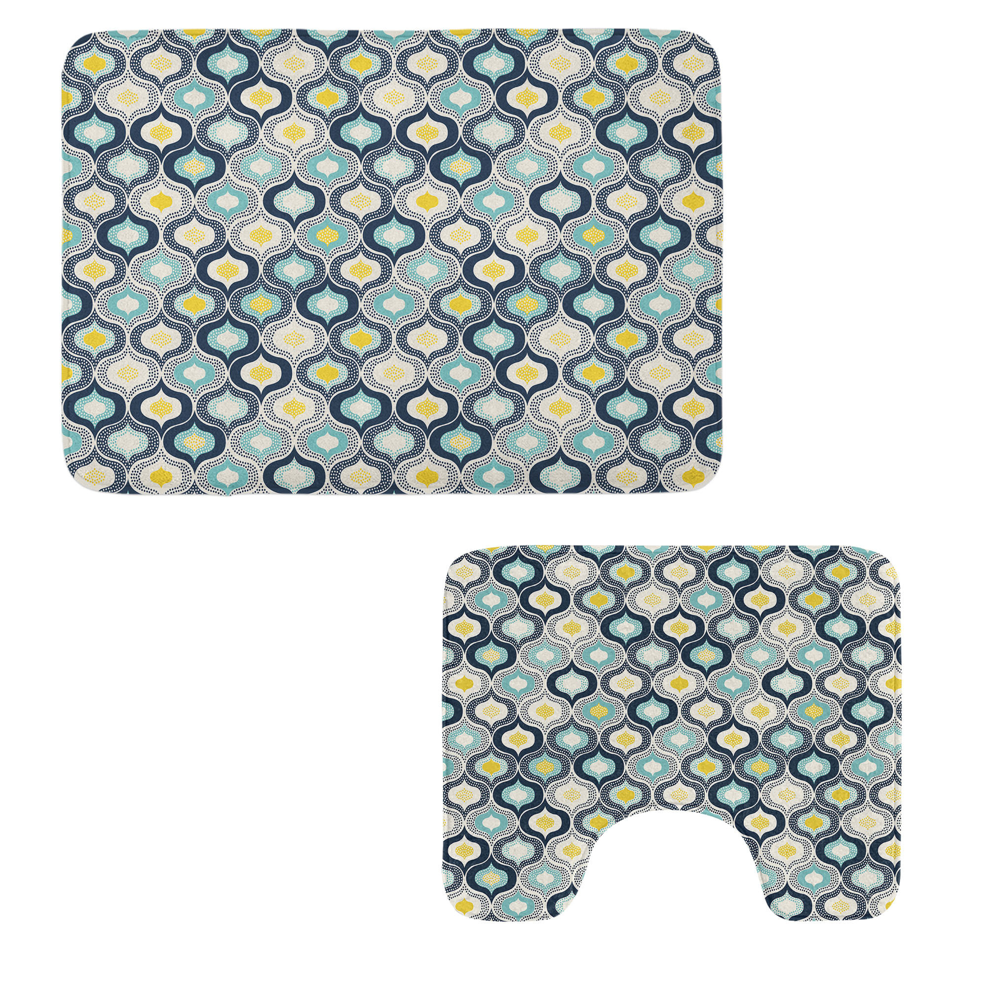 Ebern Designs Modern Bathroom Rug Set 2 Pieces Rectangle & Contour Mats ...