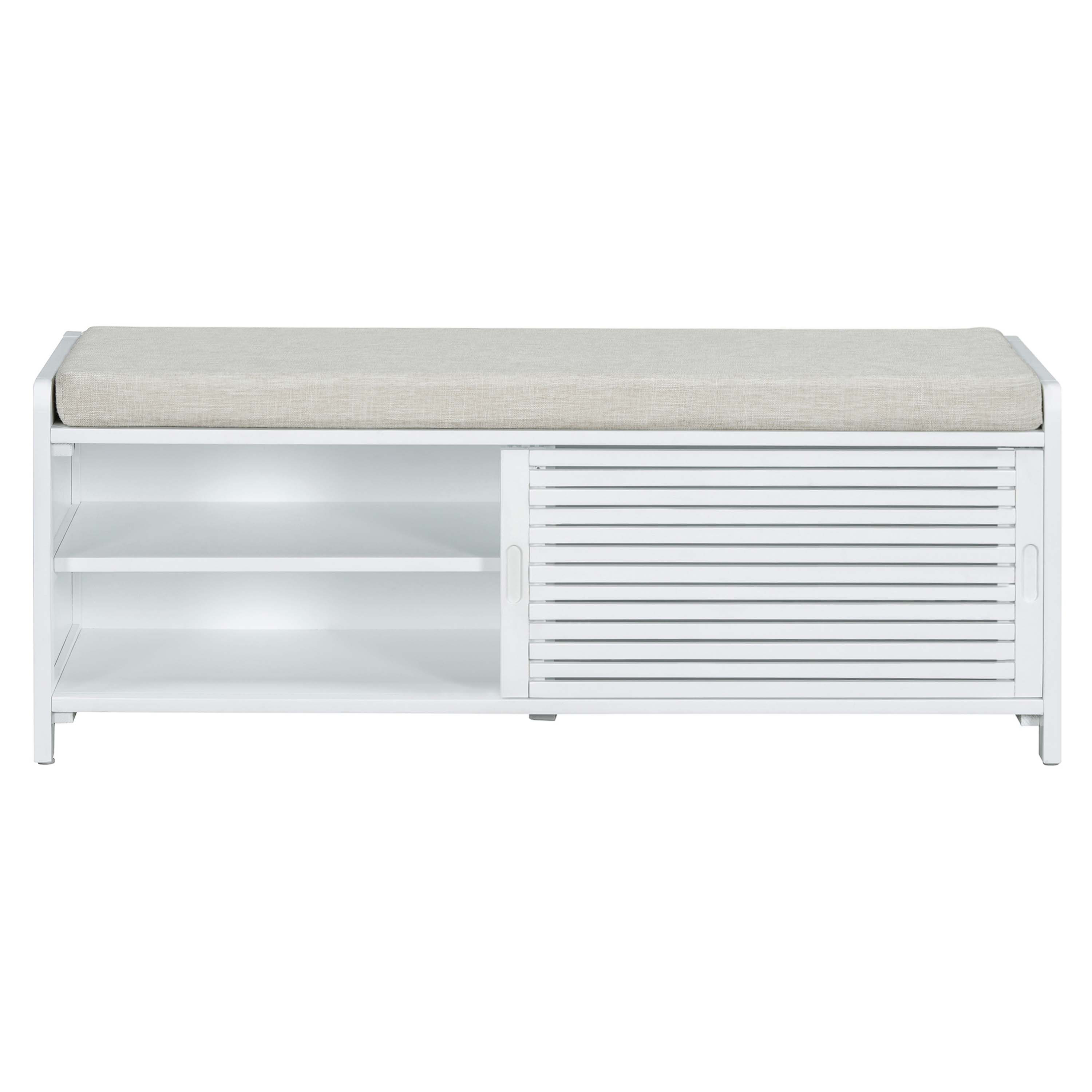 Hokku Designs TREXM Distressed Shutter Storage Bench with Acacia Veneer ...