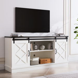 Ophelia & Co. 58" Wooden Media Tv Stand With Sliding Barn Door And ...