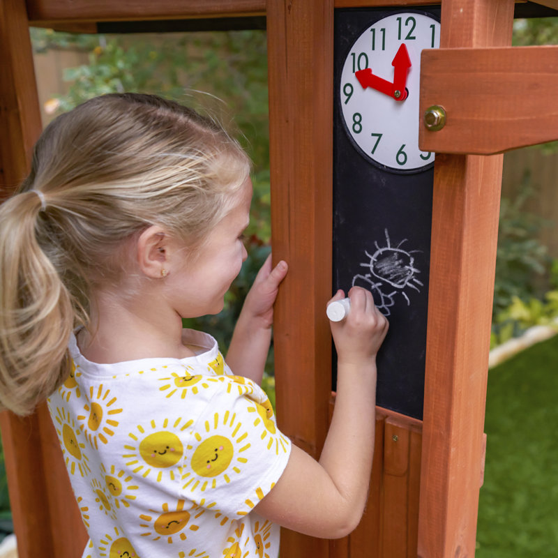 KidKraft Raptor Trail Wooden Swing Set with Twisty Ladder, Wavy Slide ...