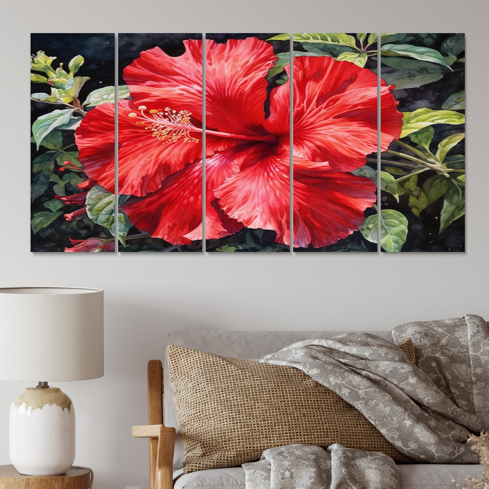 Bay Isle Home™ Red Tropical Hibiscus Harmony I 5 Pieces - Wayfair Canada