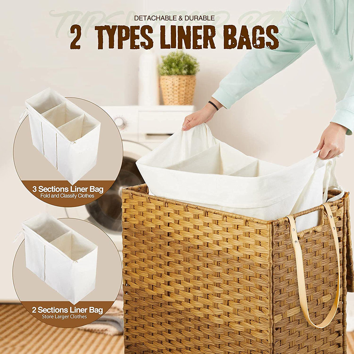 Bayou Breeze Rattan Laundry Sorter | Wayfair