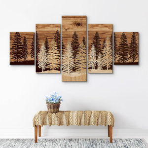 IDEA4WALL Western Wood Effect Landscape Brown Pine Tree Forest Nature ...