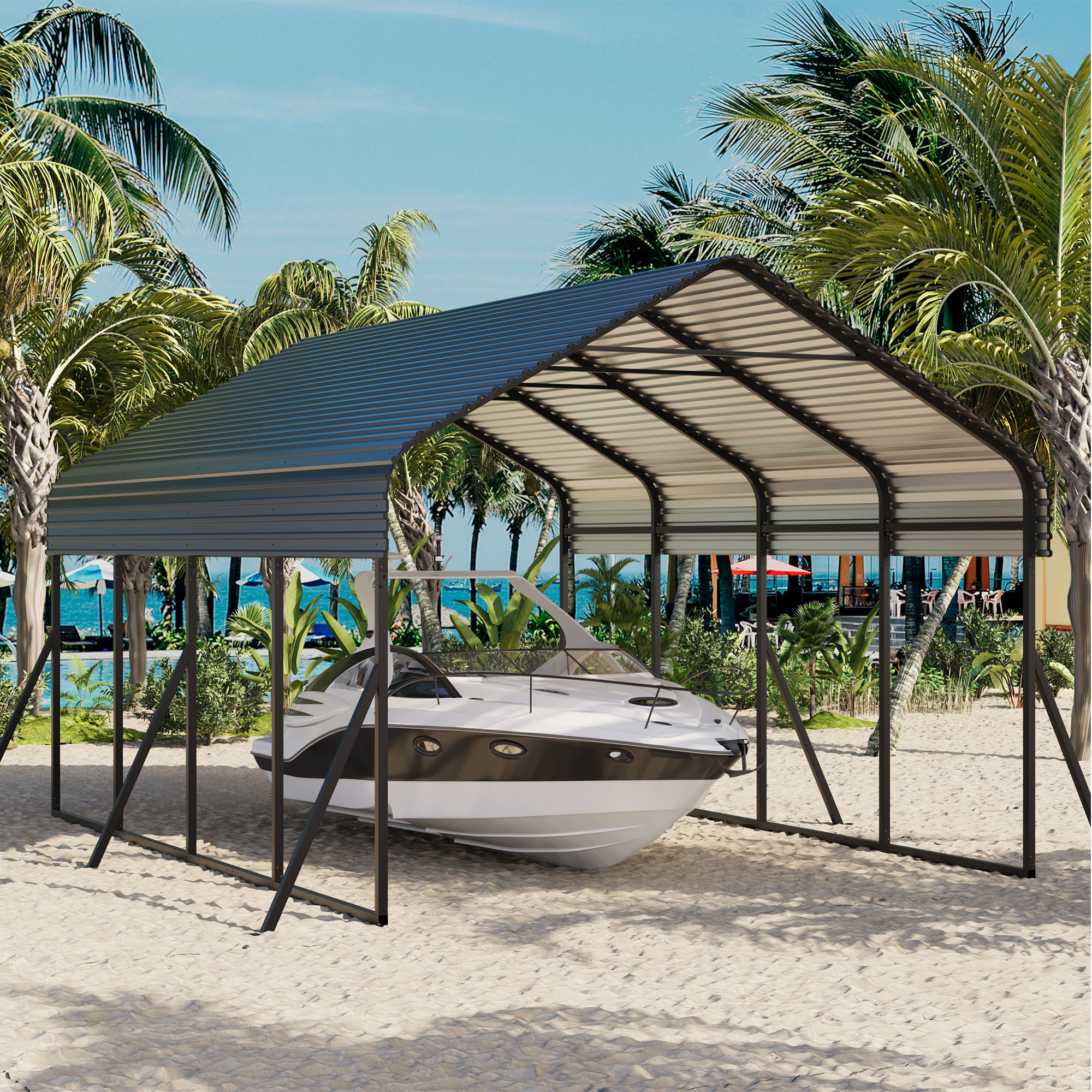 LFCREATOR 12×20 Heavy Duty Carport,Carport Canopy With Galvanized Steel ...
