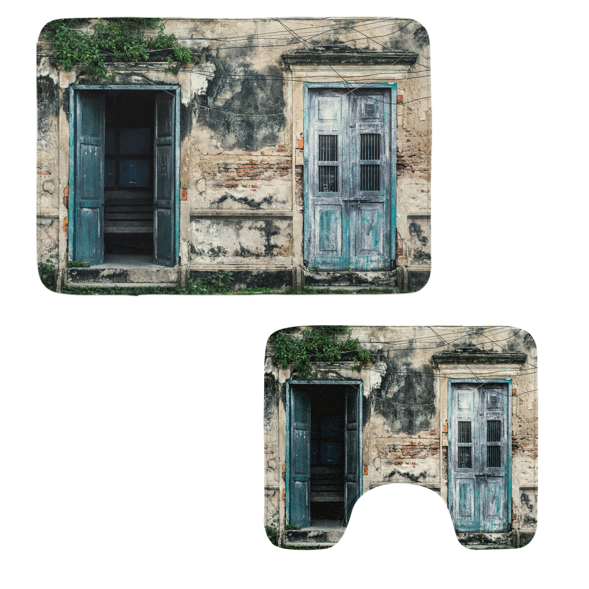 East Urban Home Rustic Bathroom Rug Set 2 Pieces Rectangle & Contour ...