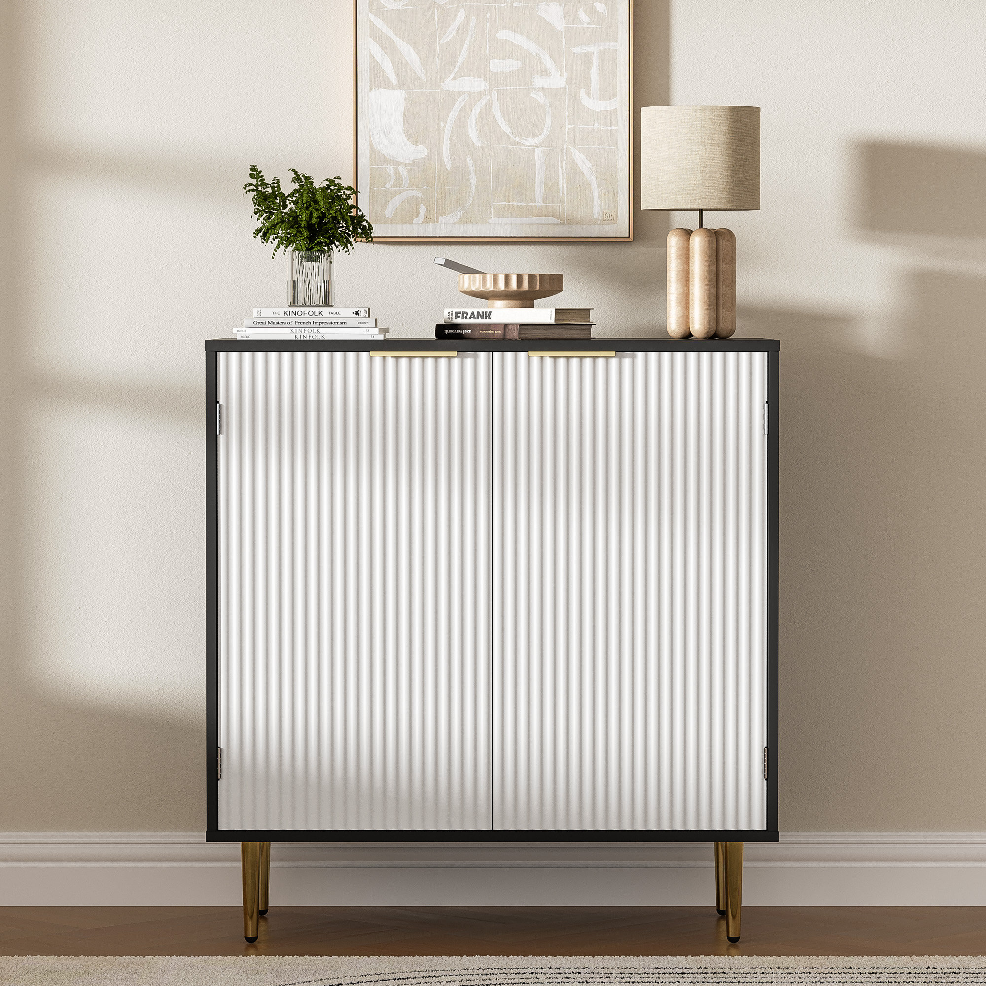 Mercer41 Buffet Sideboard Cabinet With 2 Doors, Modern Kitchen Cabinet ...