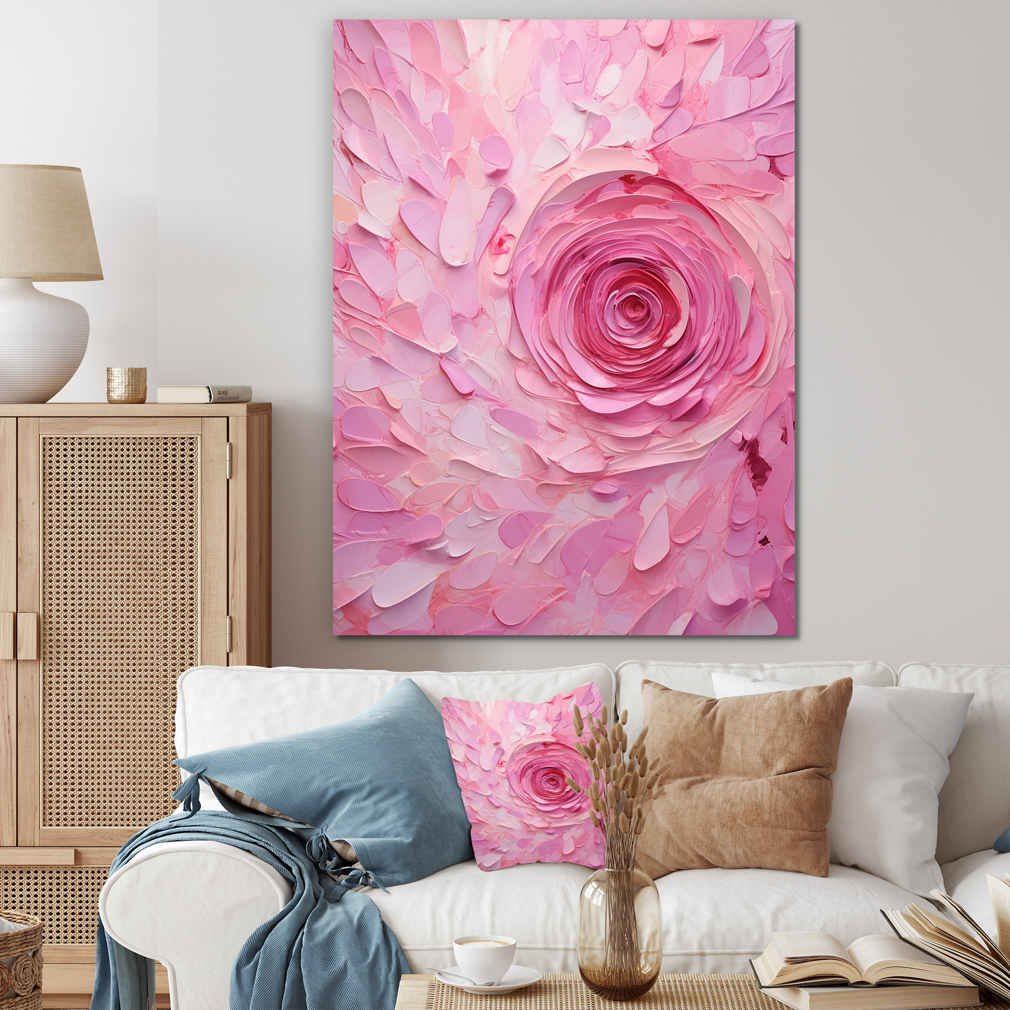 Design Art Pink Radiant Revolution Spiral I - Abstract Spirals Canvas ...