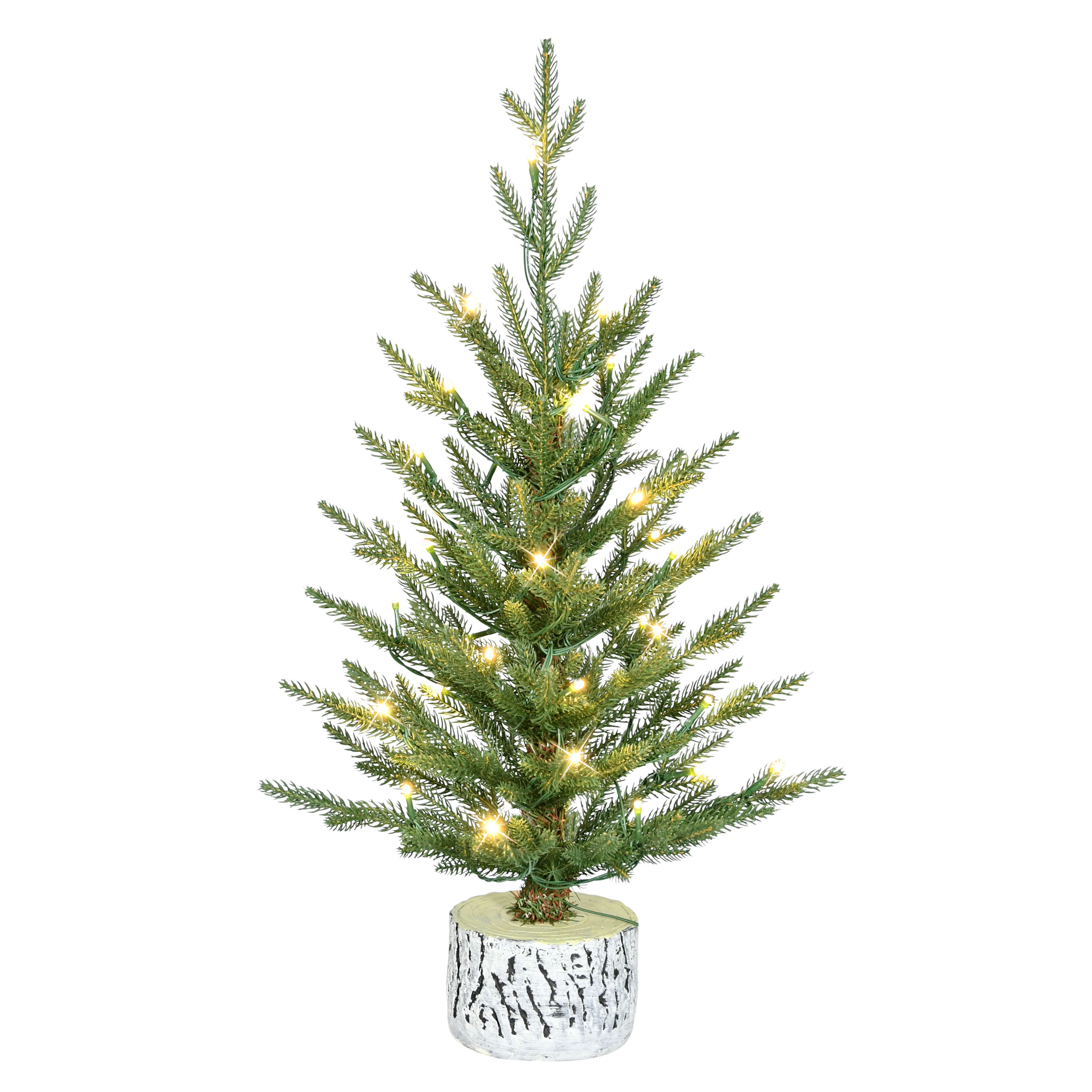 Charlton Home® 2' Pre-Lit Artificial Green Potted Arctic Fir Tree | Wayfair
