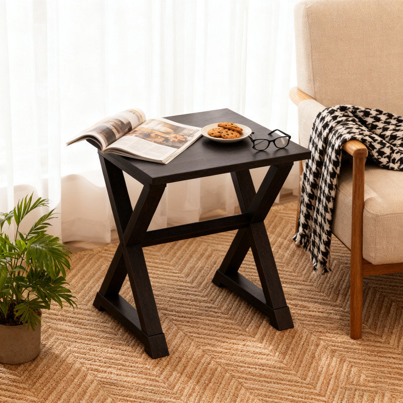 17 Stories Square Accent Table, 24" High End Table & Nightstand, Wood ...